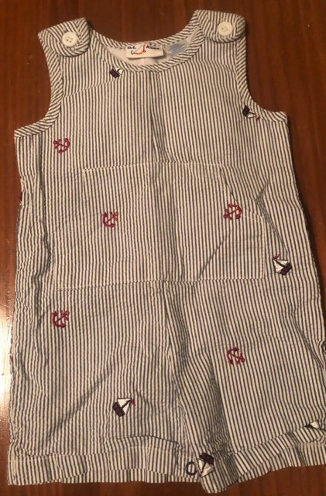Vintage Nautical Sailor Anchors and Boat Theme Overalls Jumper Body ...