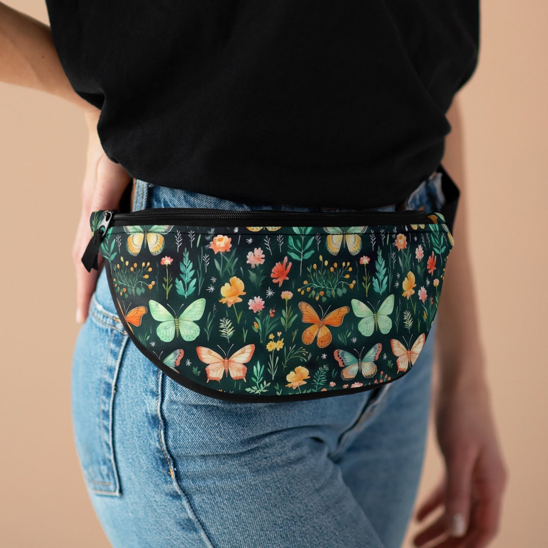 Dog Walker Fanny Pack, Wild Flower, Pastel Butterflies, Cross Body ...