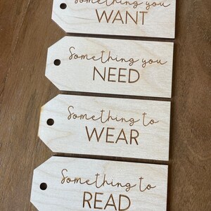 Want Need Wear Read Gift Tags, Engraved Gift Tags, Wooden Gift Tags ...