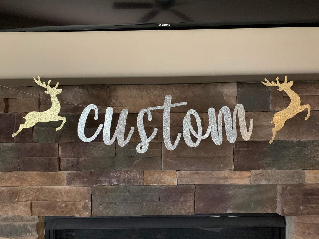 Custom Christmas Banner, Christmas Banner, Custom Reindeer Banner ...