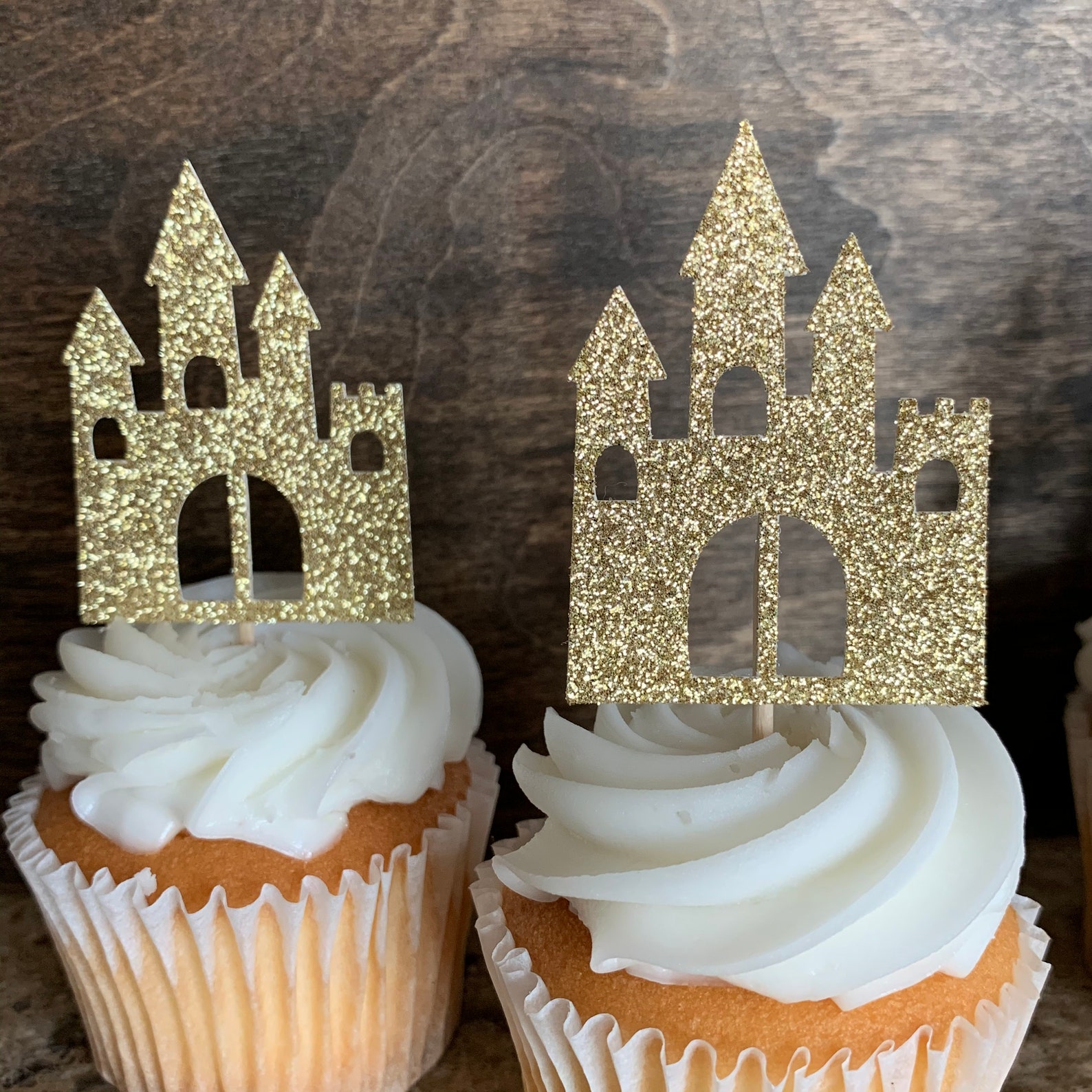 Castle Cupcake Toppers Glitter Castle Food Picks Princess | Etsy
