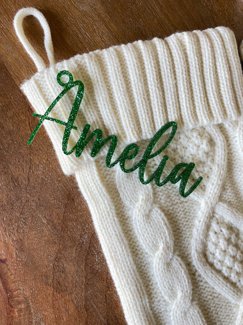 Christmas Stocking Tags Glitter Acrylic Stocking Tags Custom - Etsy