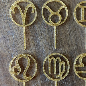 Zodiac Cupcake Toppers, Set of 6, Sagittarius, Capricorn, Aquarius ...