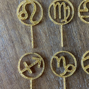 Zodiac Cupcake Toppers, Set of 6, Sagittarius, Capricorn, Aquarius ...
