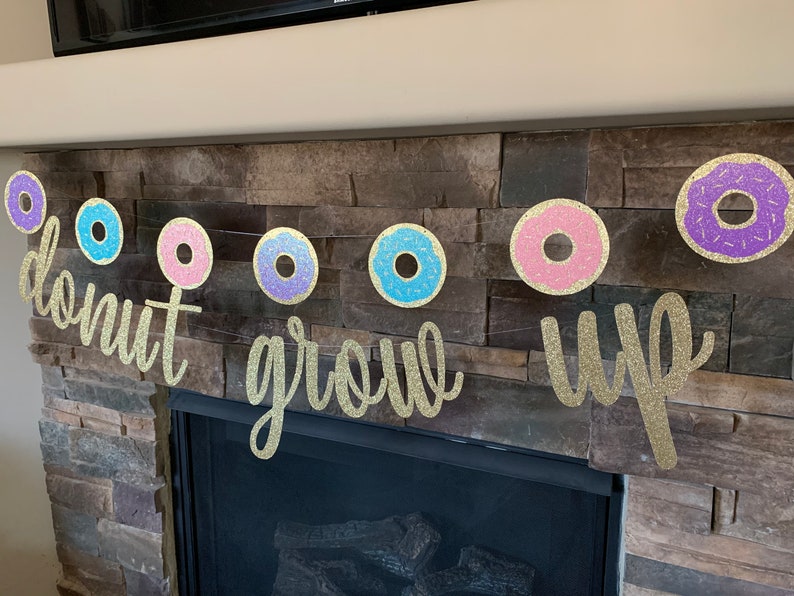 Donut grow up banner donut banner donut birthday donut | Etsy
