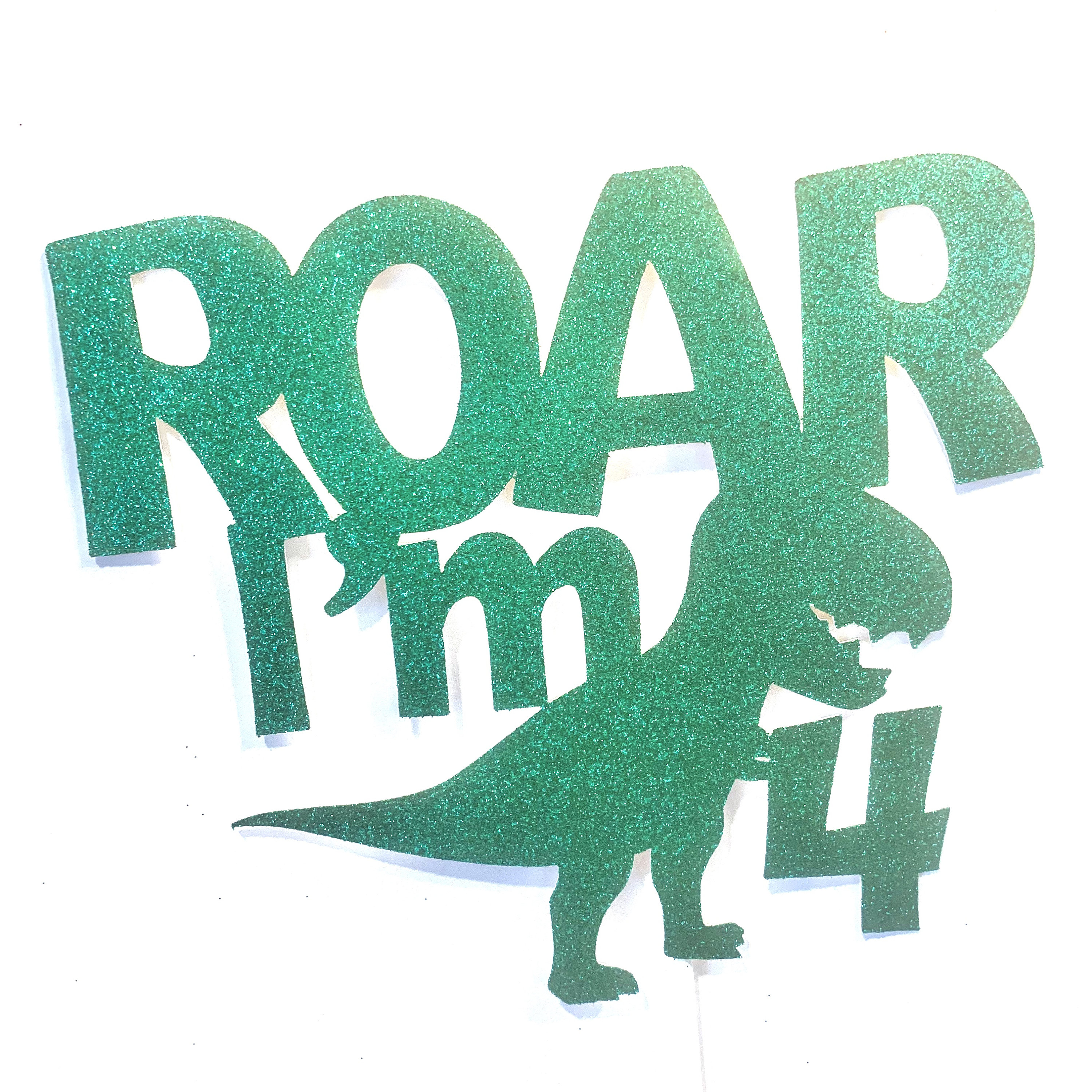 Roar I'm Four Dinosaur Cake Topper: Glitter Fourth Birthday - Etsy