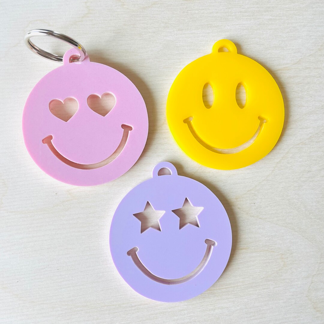 Happy Face Bag Tag, Happy Face Backpack Tag, Heart Eyes Happy Face Tag ...