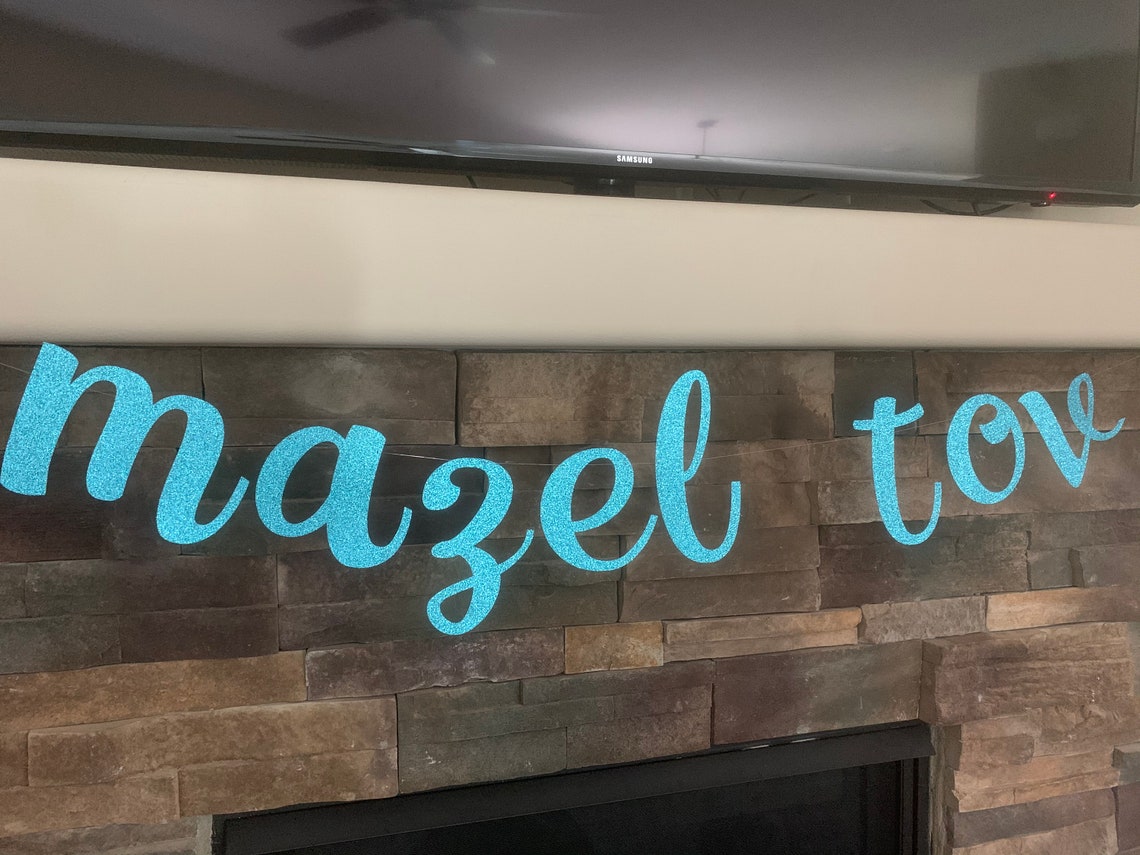 Mazel Tov Banner Glitter Mazel Tov Sign Bar Mitzvah - Etsy