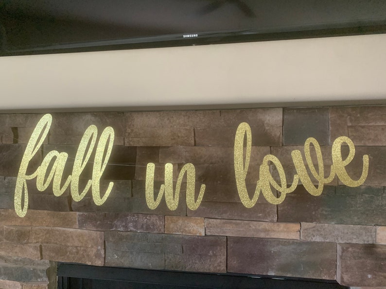 Fall in Love Glitter Banner: Script Font Wedding Decor - Etsy