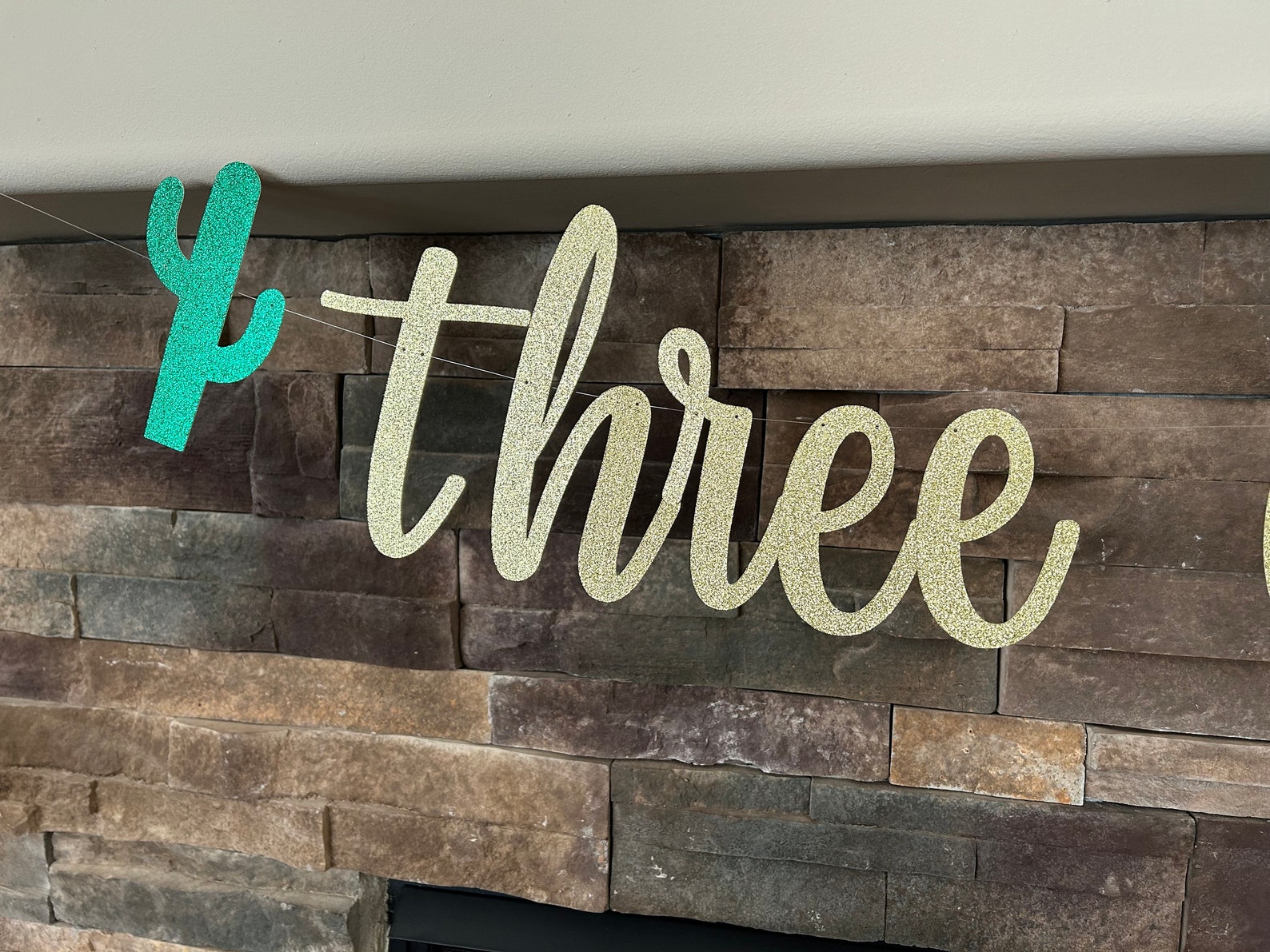 Three Esta Fiesta Banner: Glitter Cactus 3rd Birthday Decor - Etsy