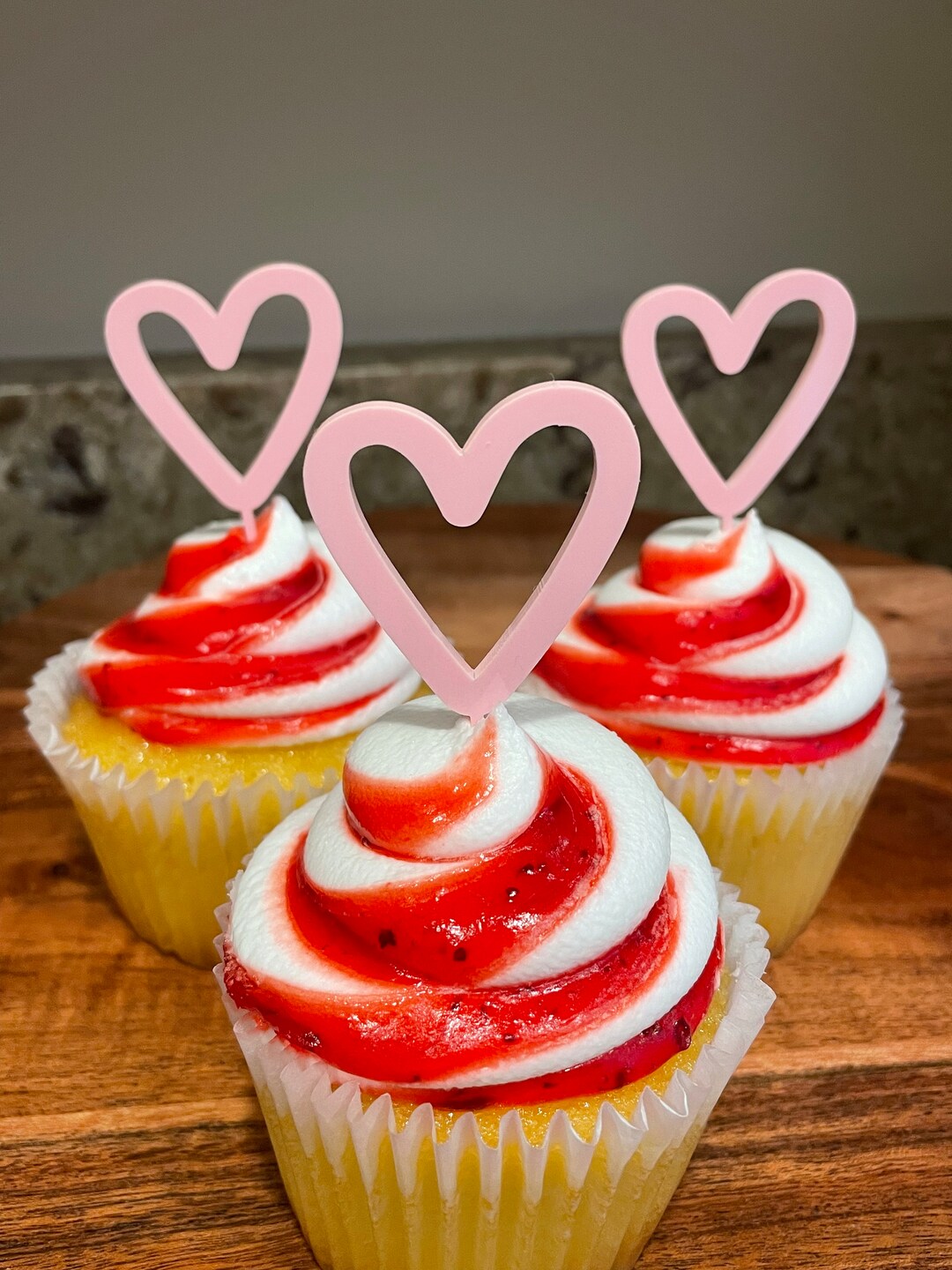 Heart Cupcake Toppers, Heart Toppers, Valentines Decorations, Whimsical ...