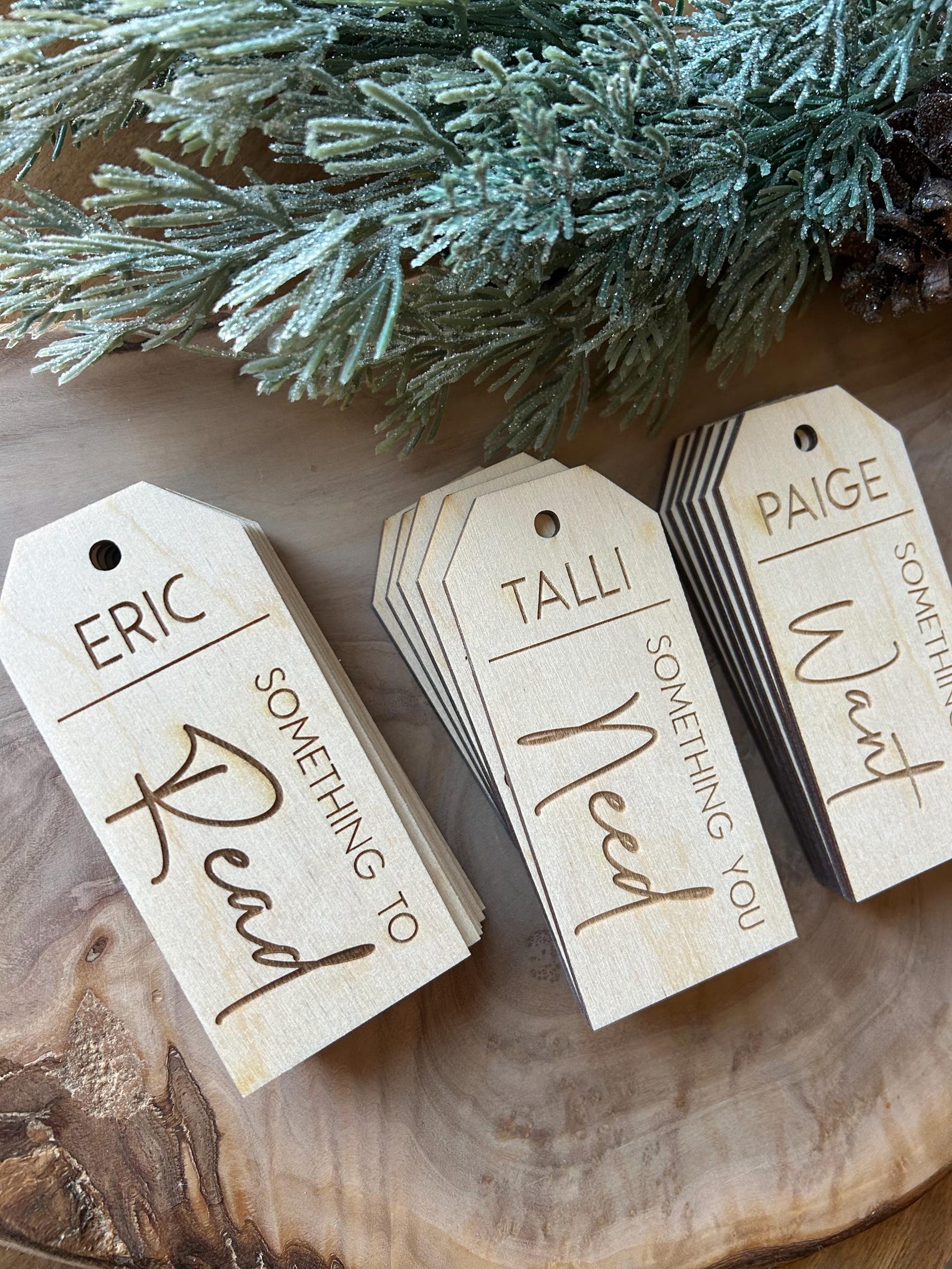 Personalized Want Need Wear Read Share Do Gift Tags, Set of Six, Wooden ...