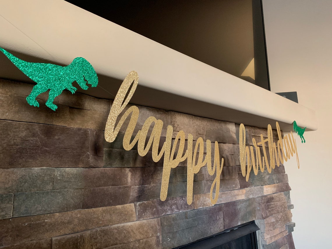 Dinosaur birthday banner dinosaur happy birthday banner | Etsy