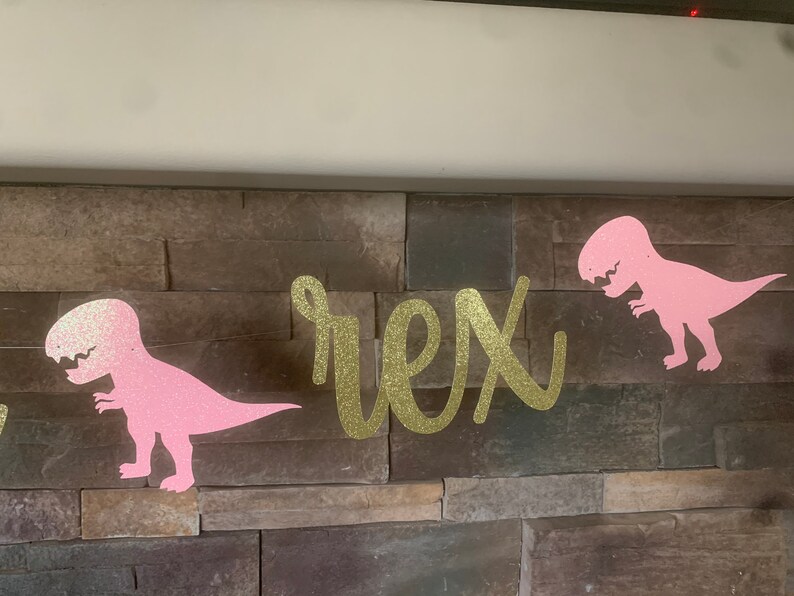 Three Rex Banner Girl Dinosaur Birthday Banner Dinosaur | Etsy