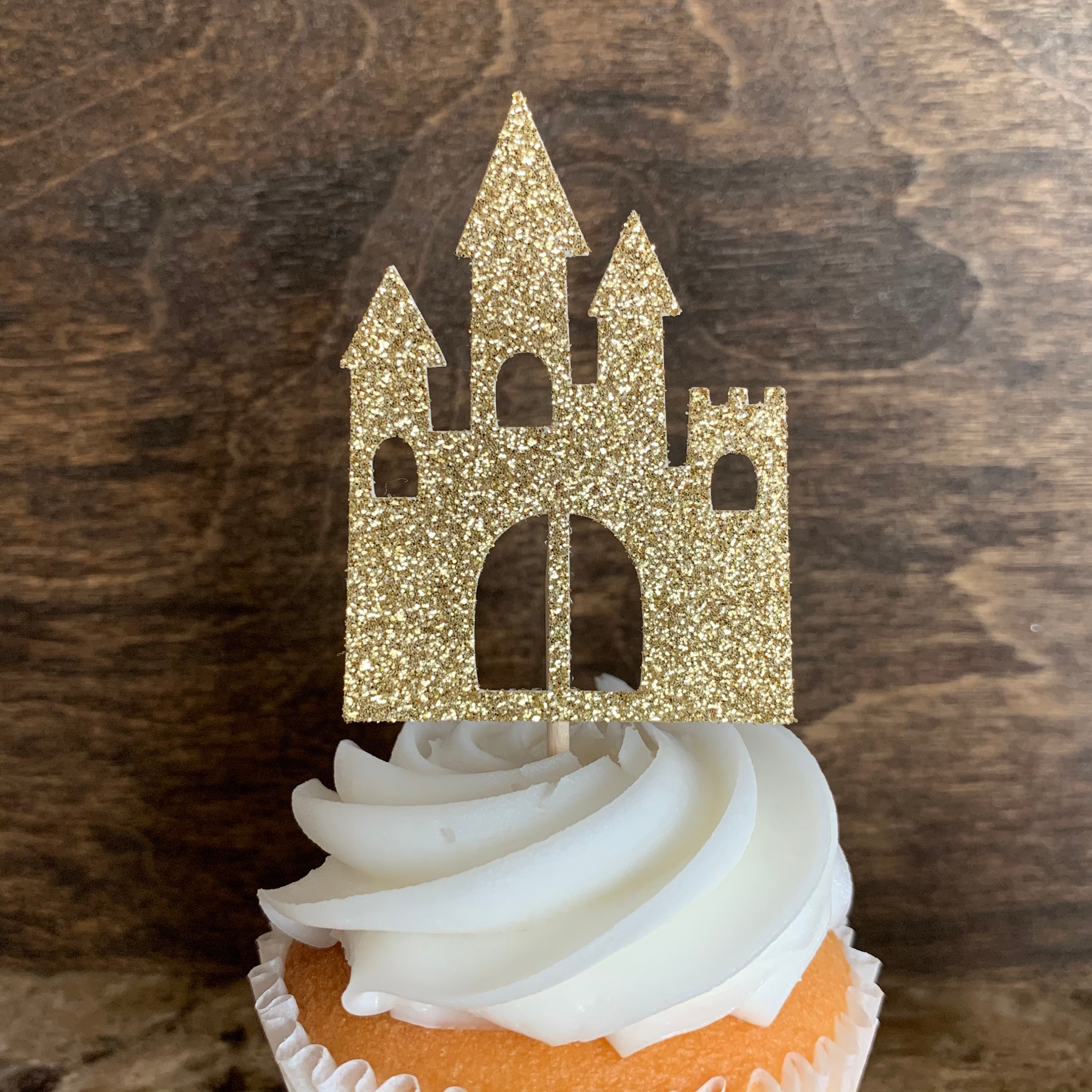Castle Cupcake Toppers Glitter Castle Food Picks Princess - Etsy