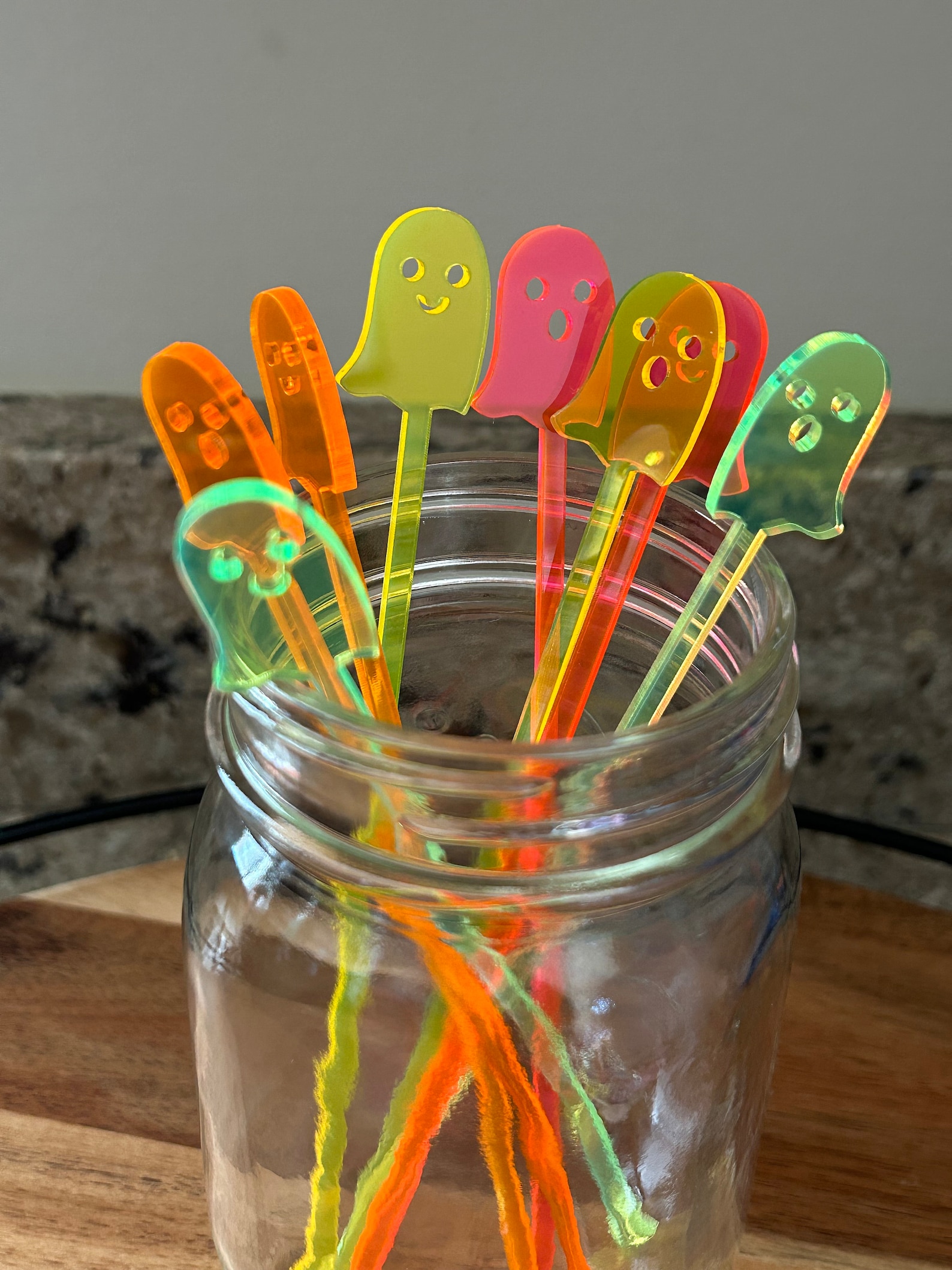 Neon Ghost Stir Sticks: Halloween Barware, Set of 8 - Etsy