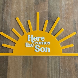 Here Comes the Son Acrylic Sign, Here Comes the Son Decor, Baby Shower Decorations, Baby Boy ...