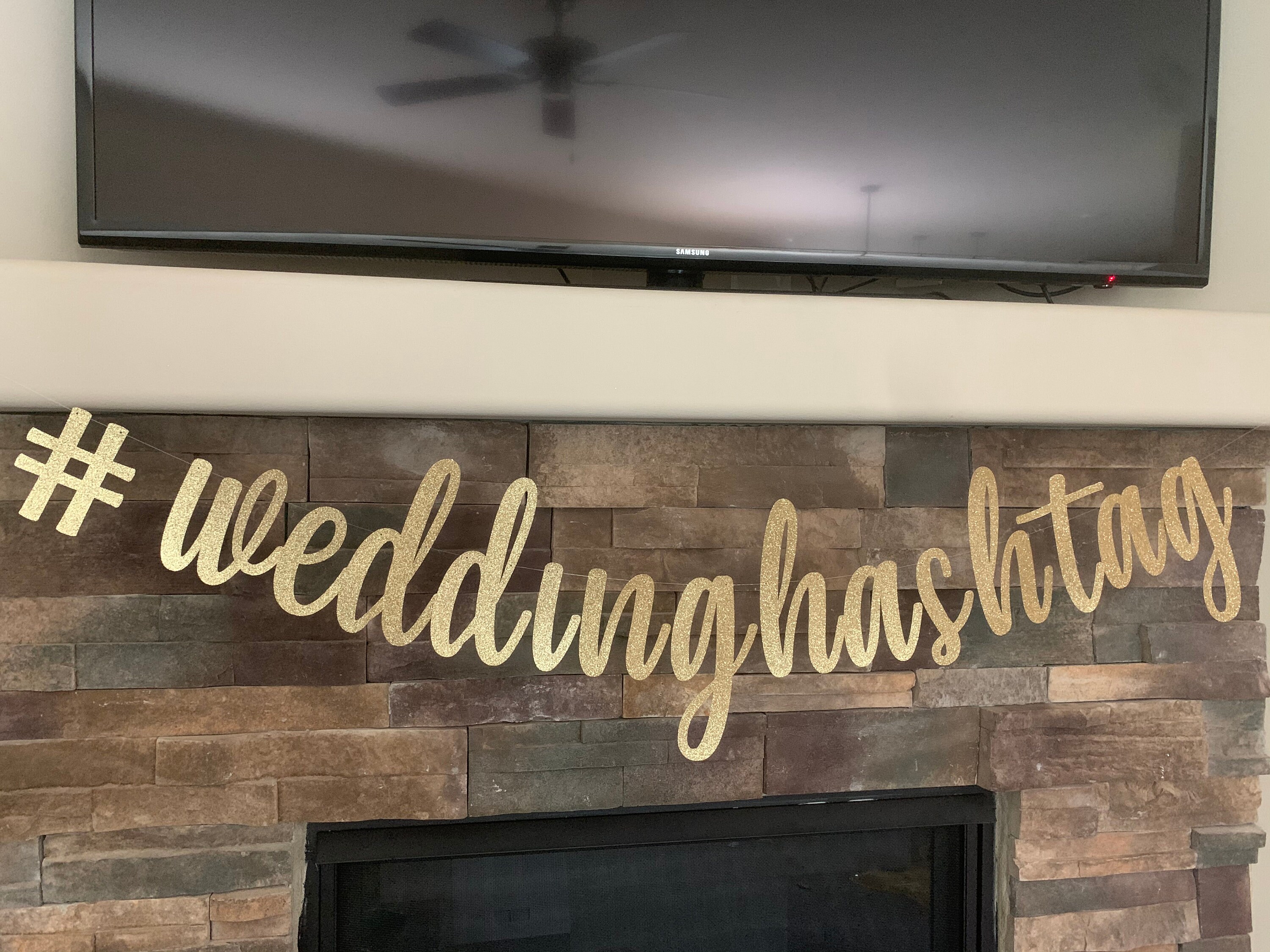Wedding hashtag banner custom hashtag banner custom wedding | Etsy