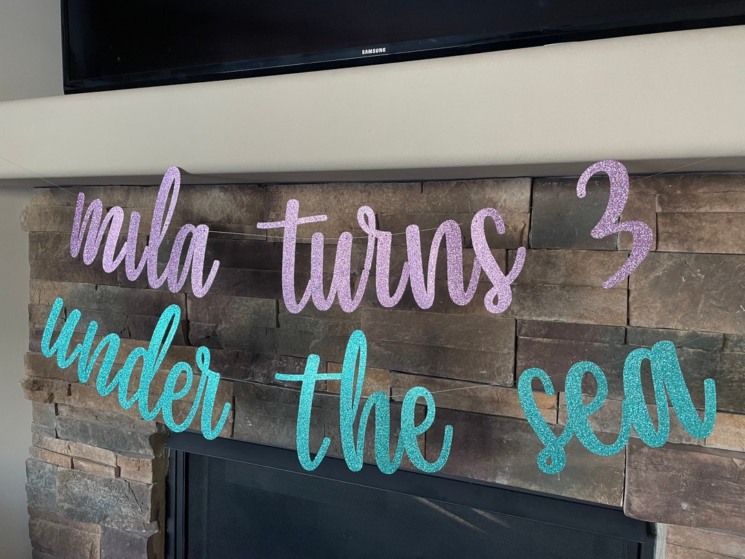Turns 3 Under the Sea, 3rd Birthday Banner, Mermaid Birthday Banner ...