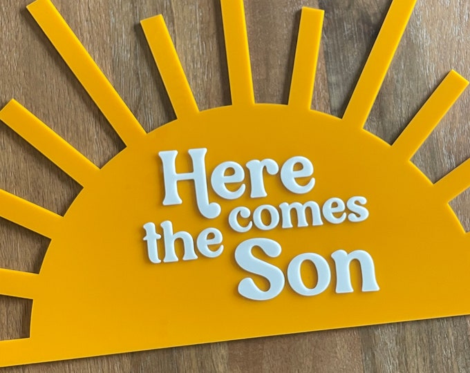 Here Comes the Son Acrylic Sign, Here Comes the Son Decor, Baby Shower ...