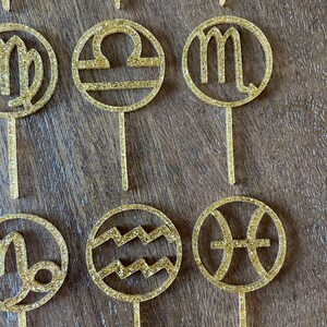 Zodiac Cupcake Toppers, Set of 6, Sagittarius, Capricorn, Aquarius ...
