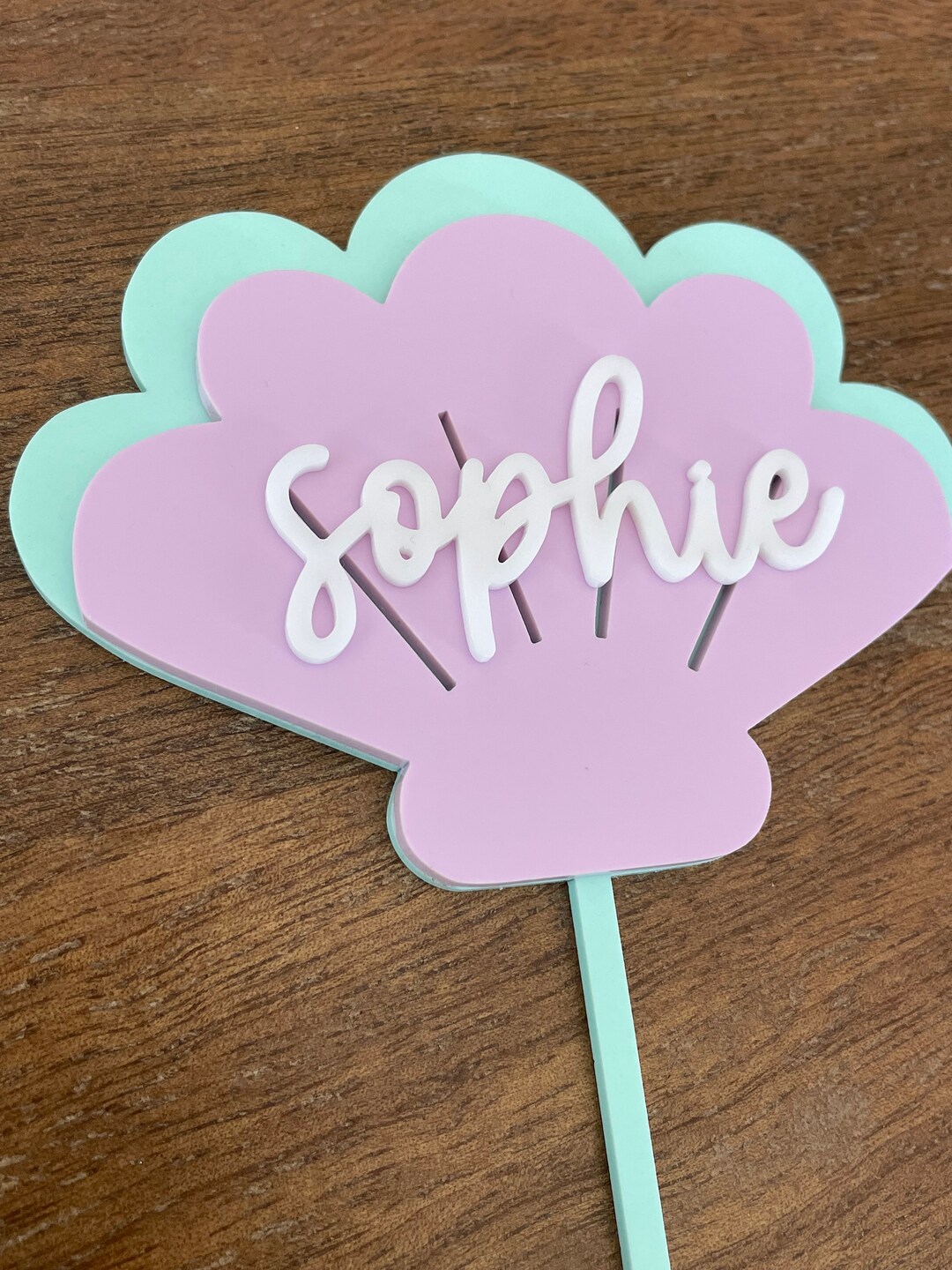 Custom Clam Shell Acrylic Cake Topper, Clam Shell Cake Topper, Mermaid ...