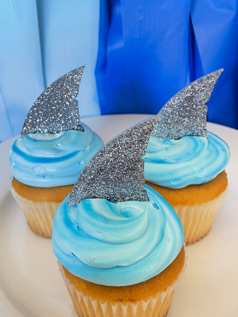 Shark Fin Cupcake Toppers Shark Fin Toppers Shark Birthday | Etsy