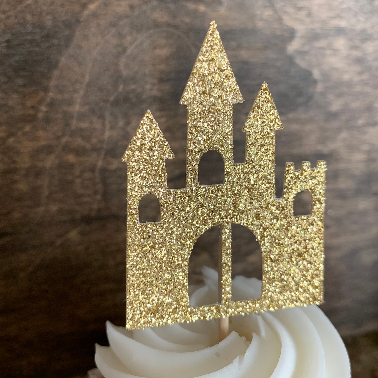 Castle Cupcake Toppers Glitter Castle Food Picks Princess | Etsy