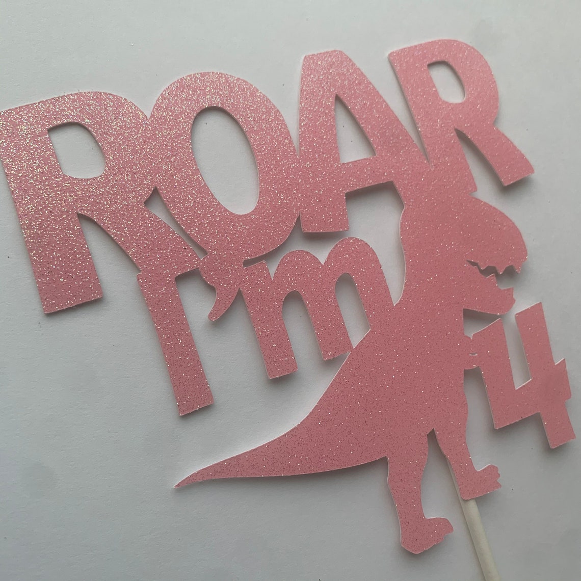 Roar I’m Four Glitter Dinosaur Cake Topper: Girl Birthday Party - Etsy