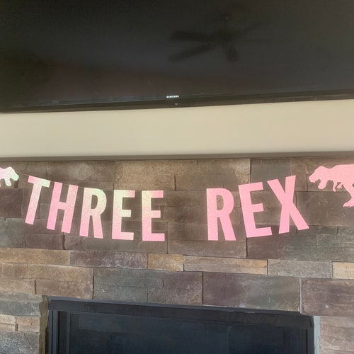 Three Rex Banner Girl Three Rex Three Rex Birthday Girl | Etsy