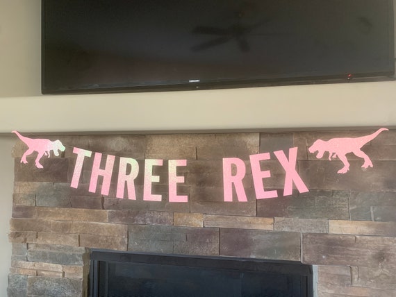 Three Rex Banner Girl Three Rex Three Rex Birthday Girl | Etsy