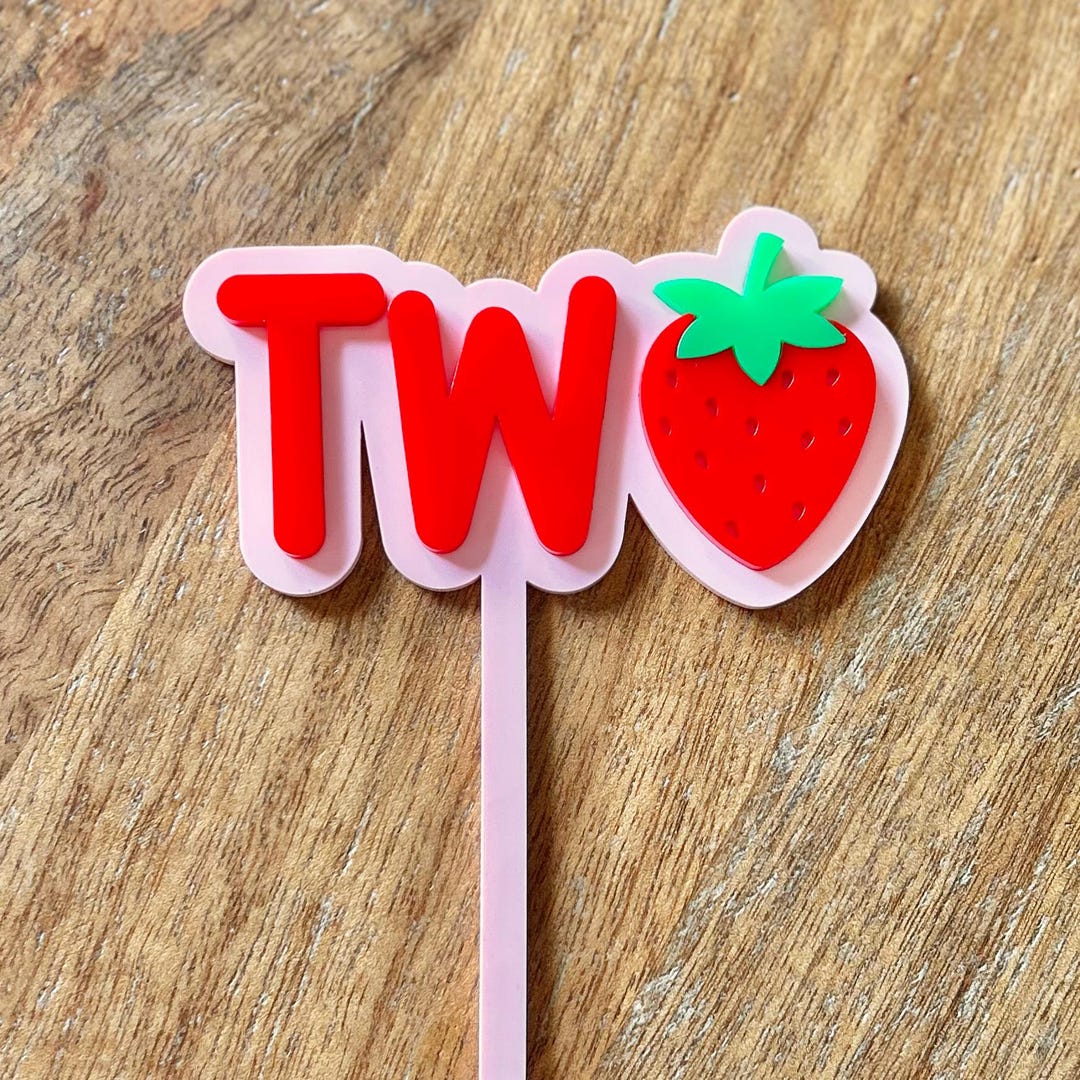 Strawberry Cake Topper, Two Cake Topper, 2nd Birthday Decorations - Etsy