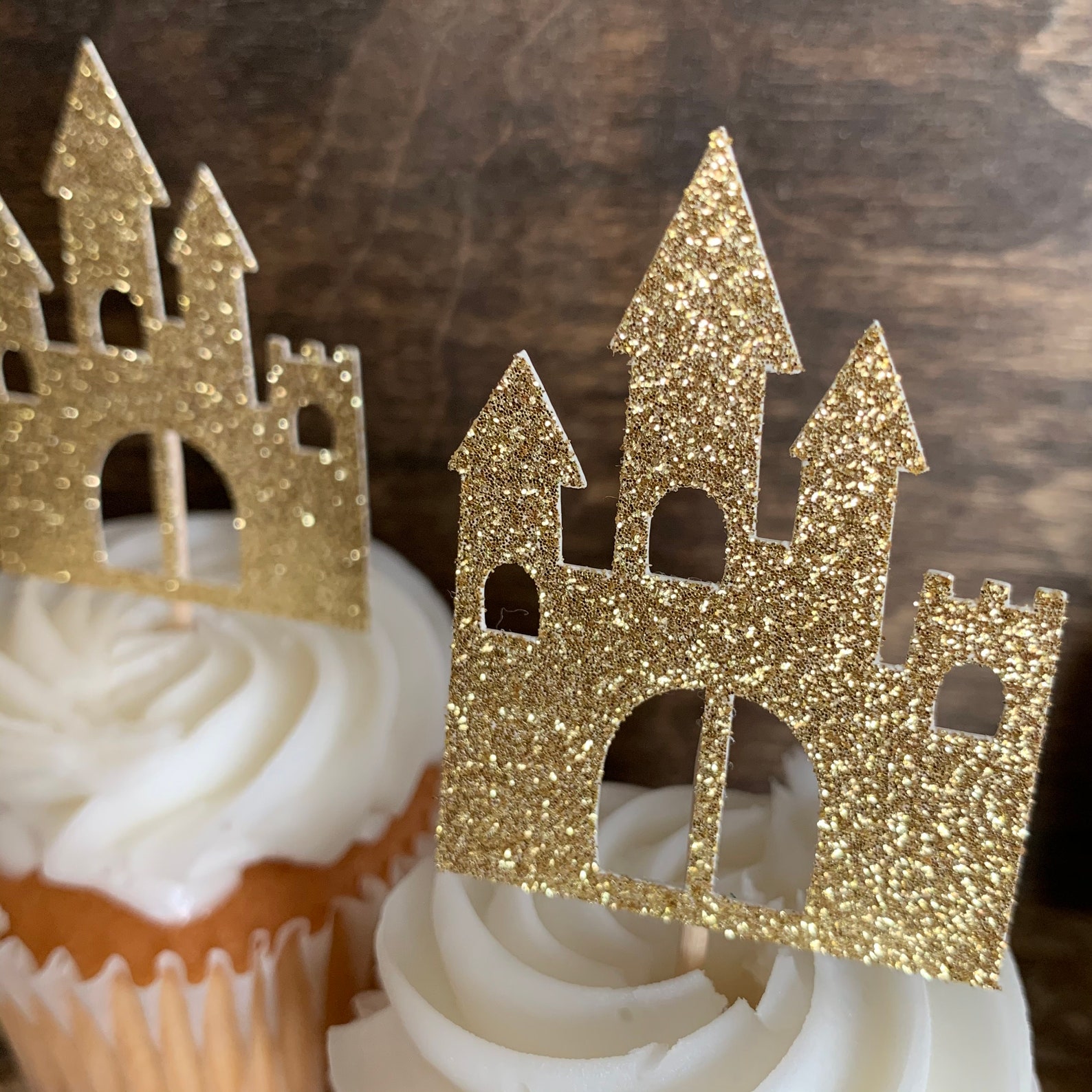 Castle Cupcake Toppers Glitter Castle Food Picks Princess | Etsy