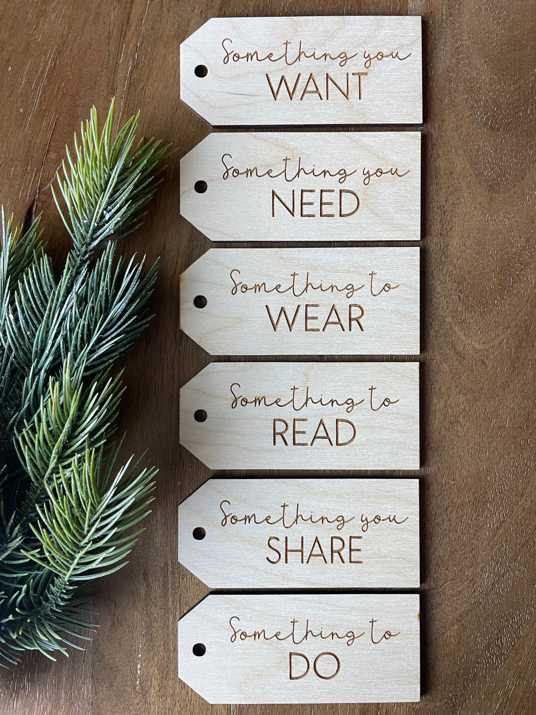 Want Need Wear Read Gift Tags, Engraved Gift Tags, Wooden Gift Tags ...