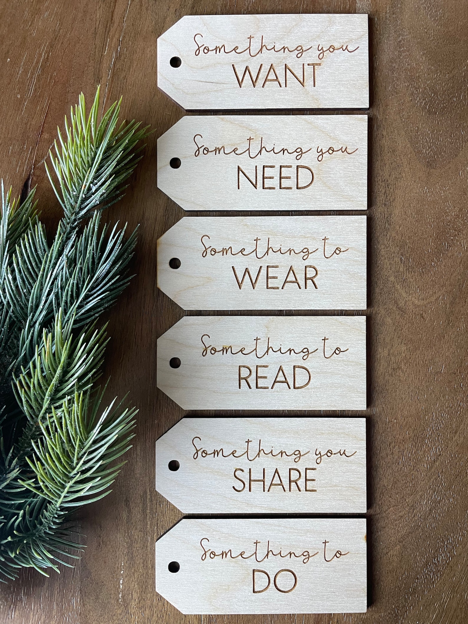 Want Need Wear Read Gift Tags, Engraved Gift Tags, Wooden Gift Tags ...