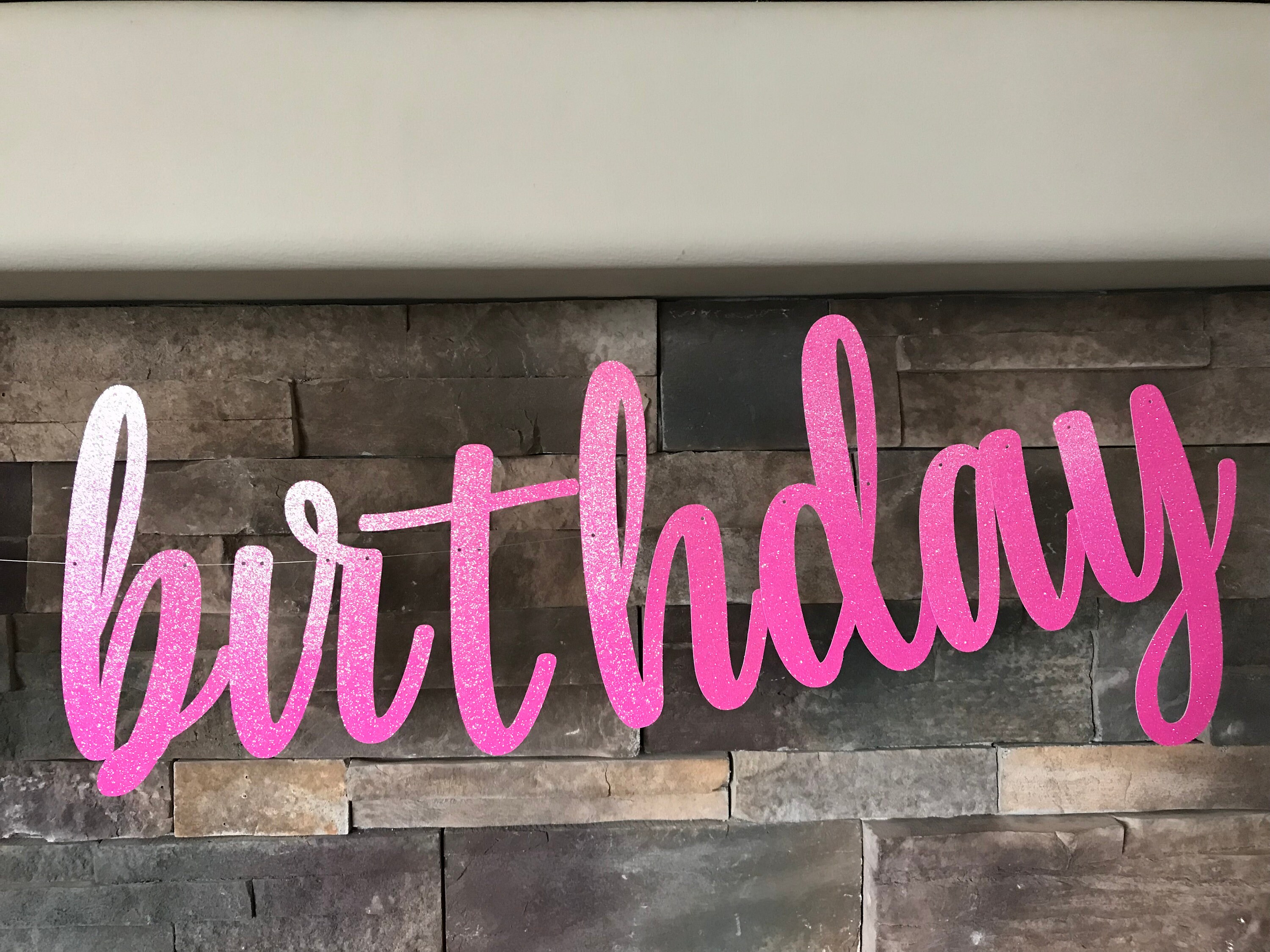 Glitter Happy Birthday Banner: Script Party Decorations - Etsy