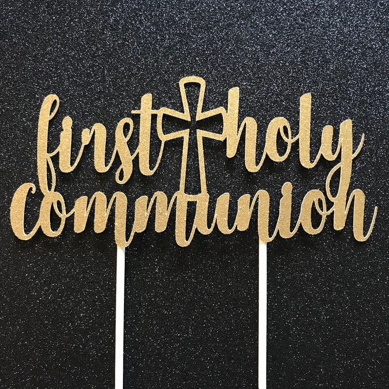 Glitter First Holy Communion Cake Topper: Religious Celebration Decor ...