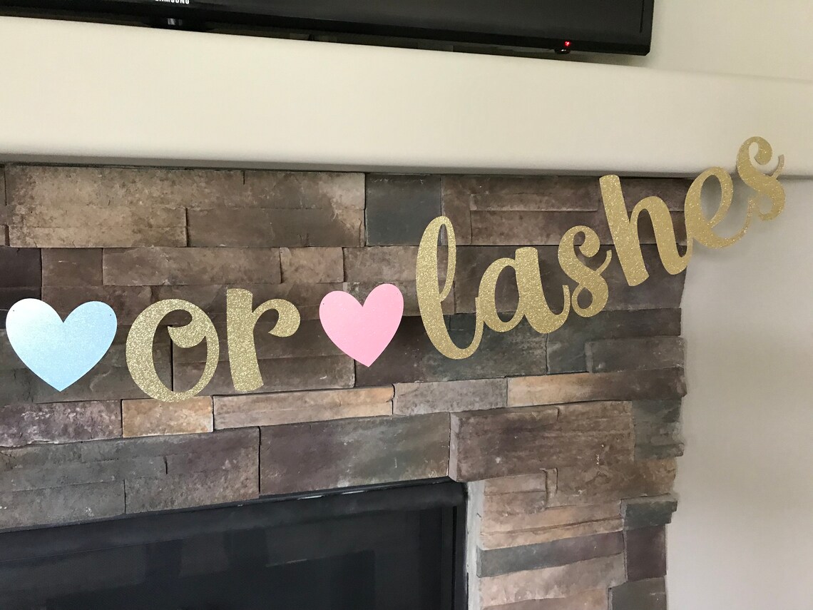 Staches or lashes banner / staches or lashes gender reveal / | Etsy