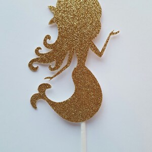 Mermaid Cake Topper, Glitter Cake Topper, Gold Glitter Mermaid, Mermaid ...