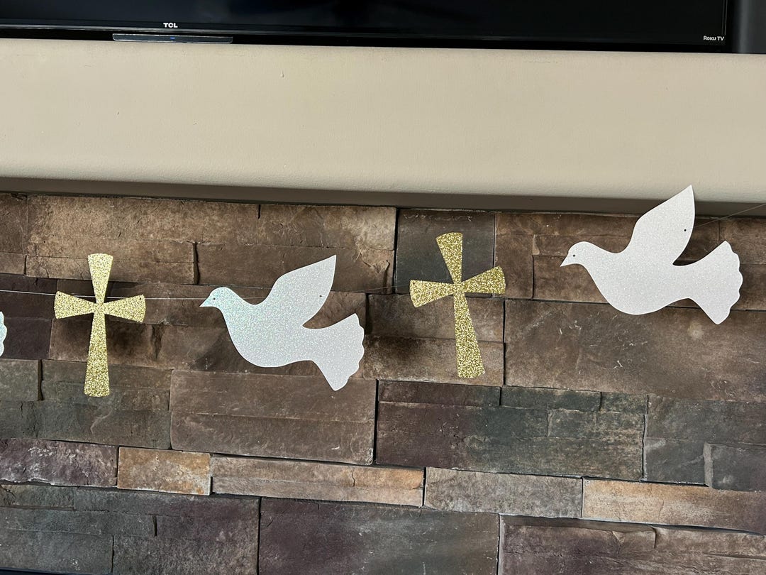 Cross and Dove Garland, Baptism Banner, First Communion Banner ...