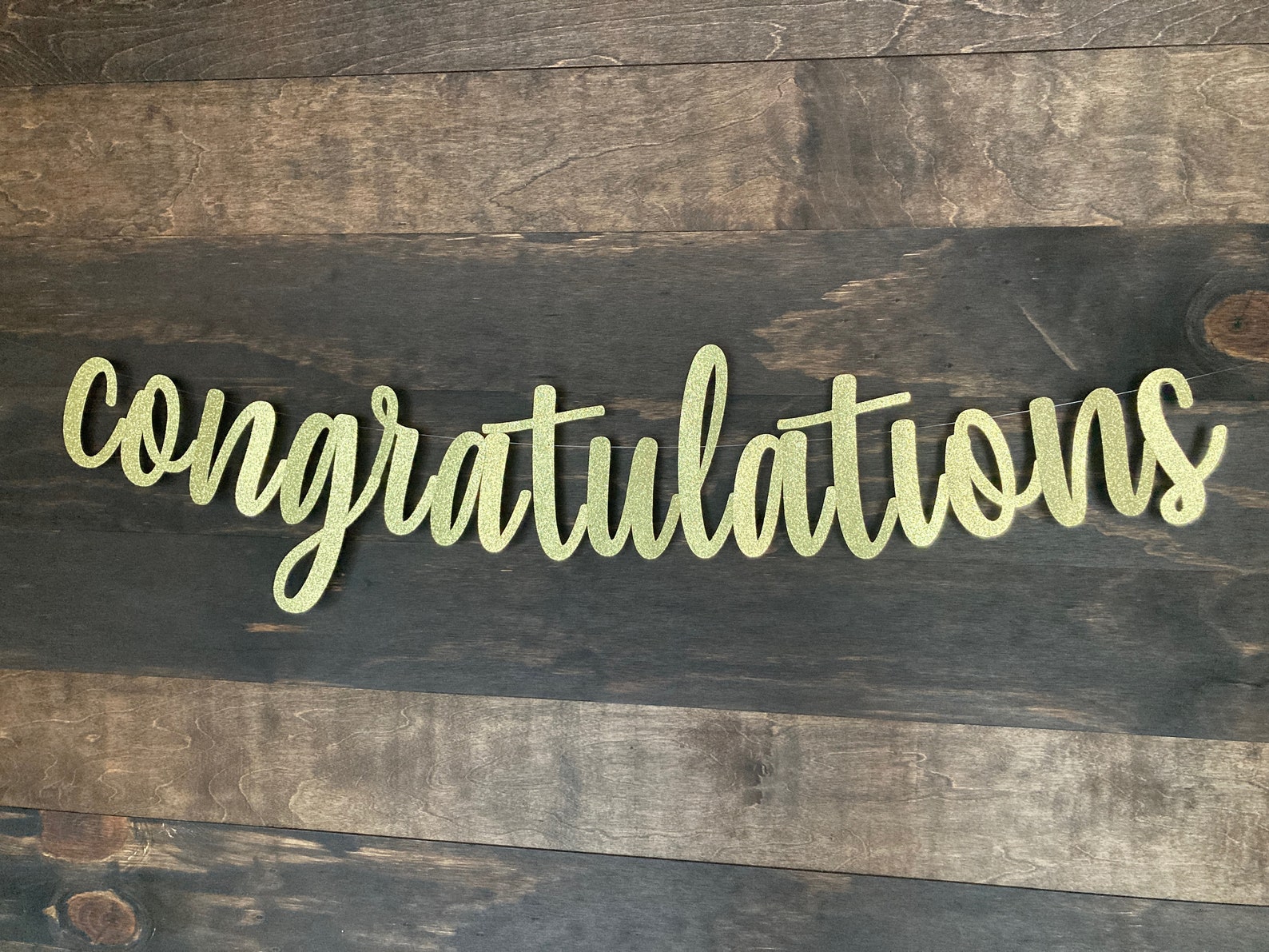 Gold Glitter Congratulations Banner: Cursive Script Party Decor - Etsy
