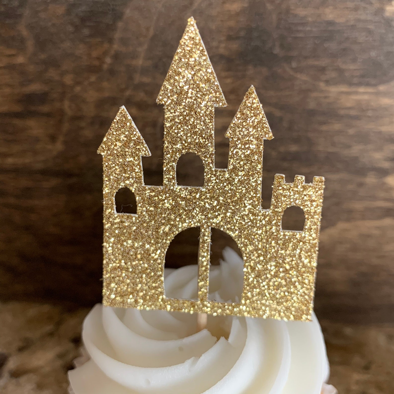 Castle Cupcake Toppers Glitter Castle Food Picks Princess - Etsy