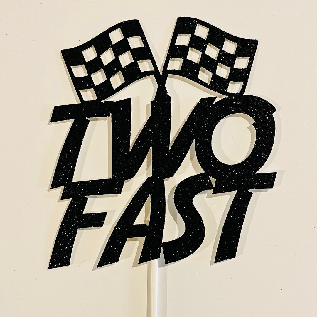 Two Fast Cake Topper: Glitter Racecar 2nd Birthday Decor - Etsy