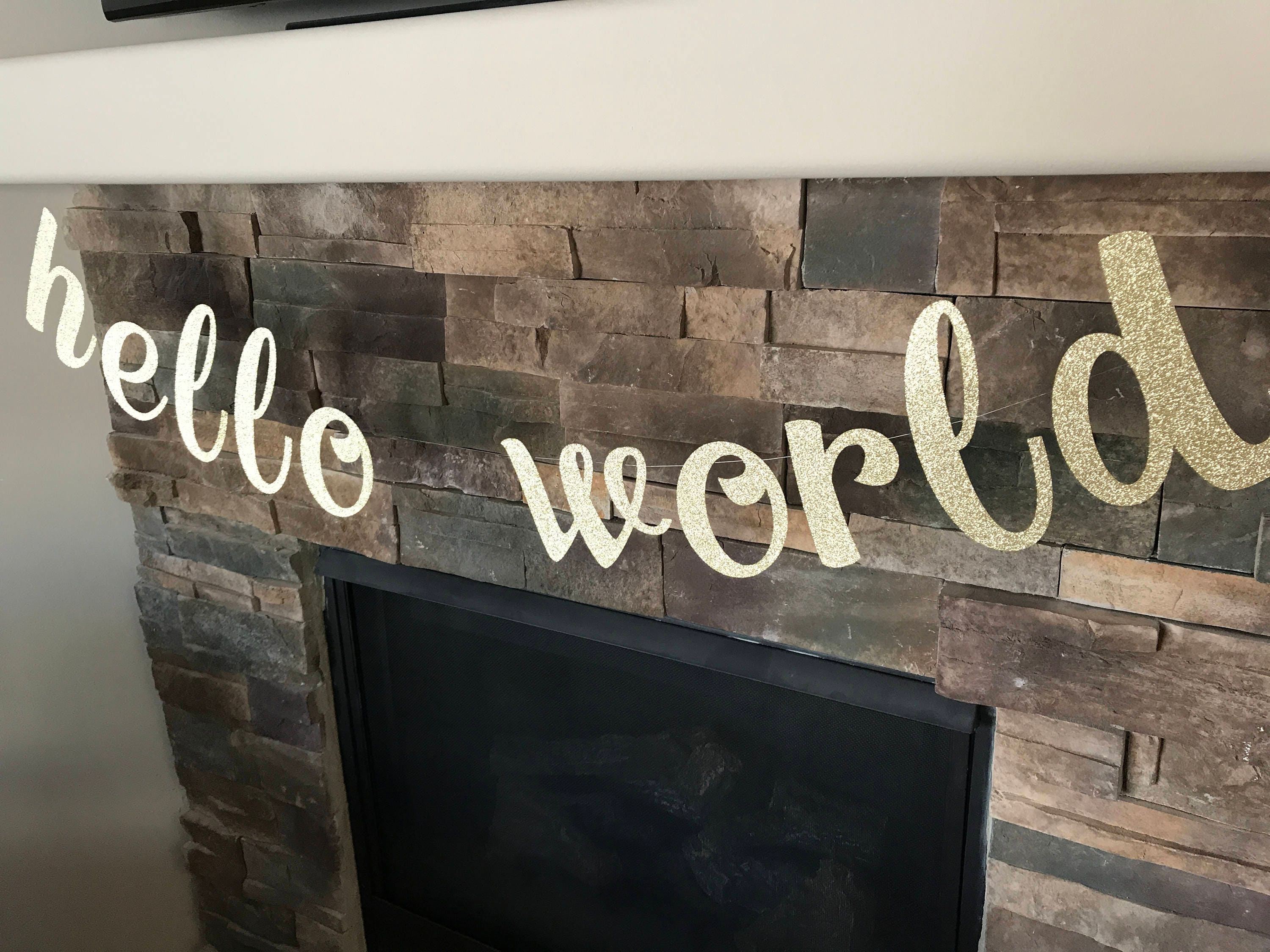 Hello World Glitter Banner Hello World Sign Hello World - Etsy