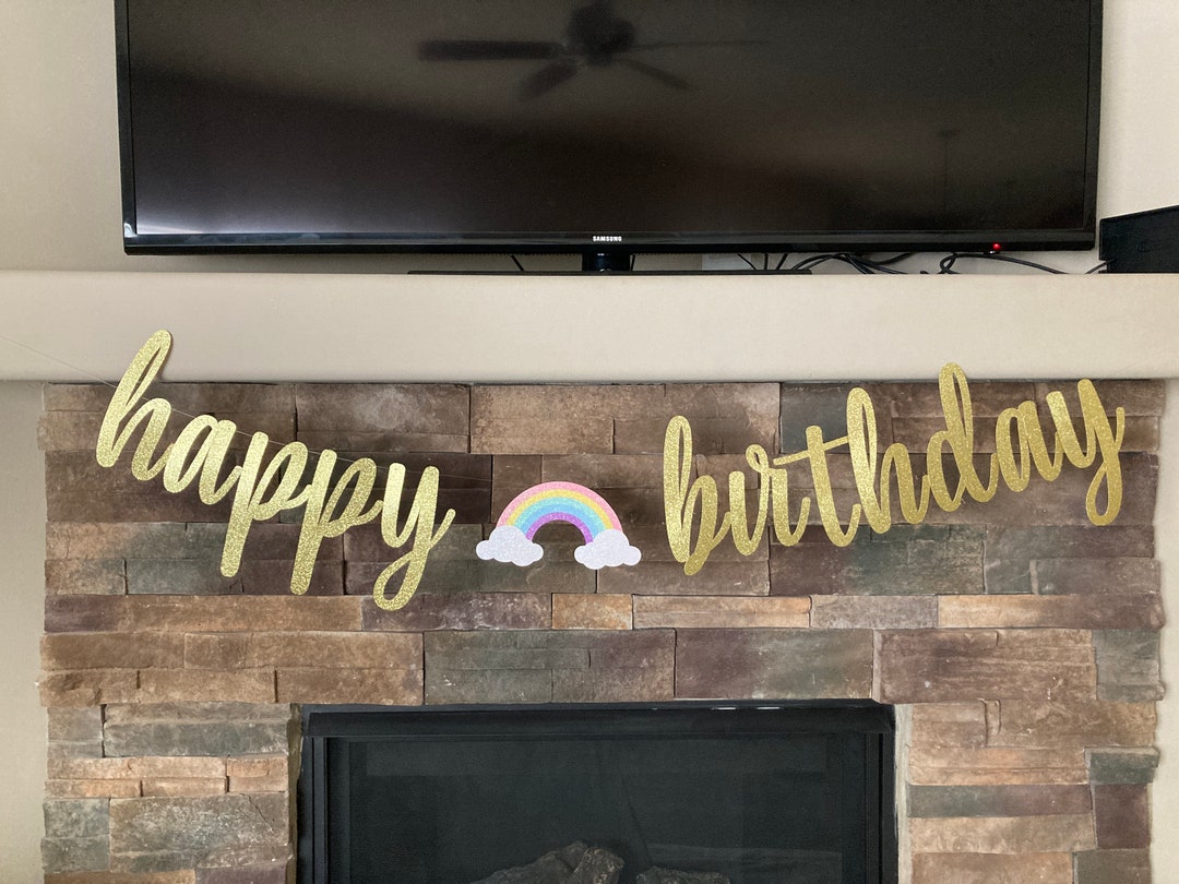 Rainbow Birthday Banner, Rainbow Happy Birthday Banner, Rainbow ...