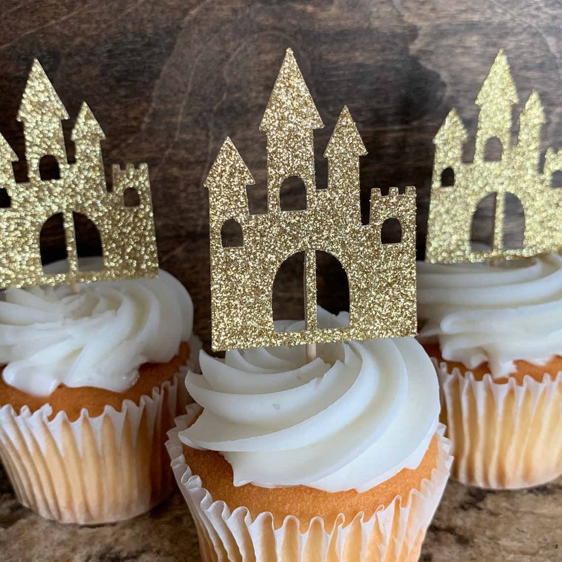Castle Cupcake Toppers Glitter Castle Food Picks Princess | Etsy