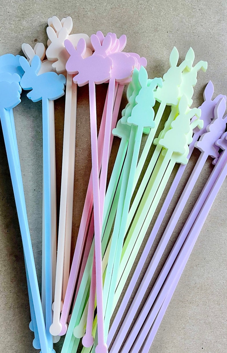 Bunny Stir Sticks, Bunny Stirrers, Set of 6, Easter Stir Sticks, Bunny ...