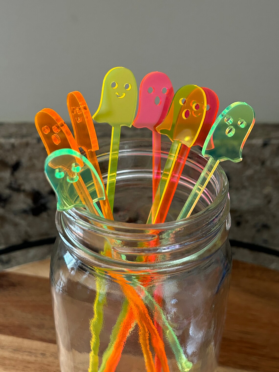 Neon Ghost Stir Sticks: Halloween Barware, Set of 8 - Etsy