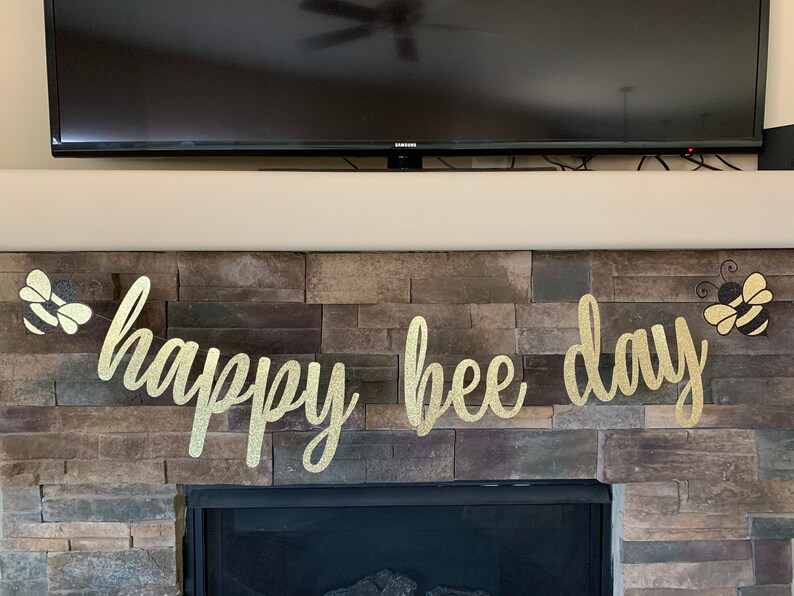 Happy Bee Day Banner Bee Birthday Banner Bee Happy Birthday | Etsy