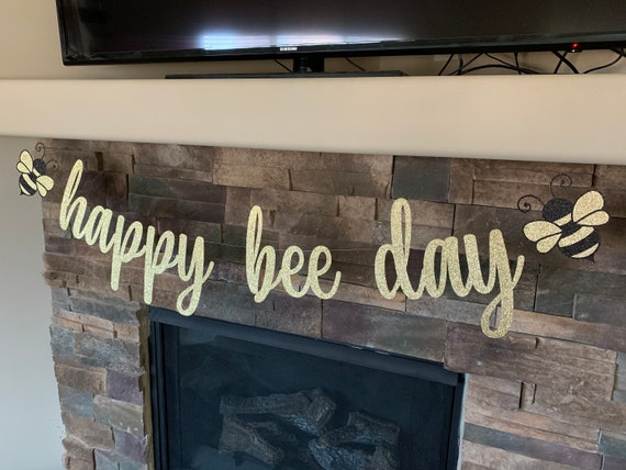 Happy Bee Day Banner Bee Birthday Banner Bee Happy Birthday | Etsy